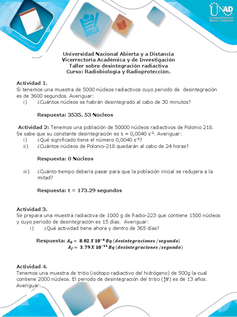 Taller - Fase 2 - Decaimiento Radiactivo y Desintegración Nuclear ...