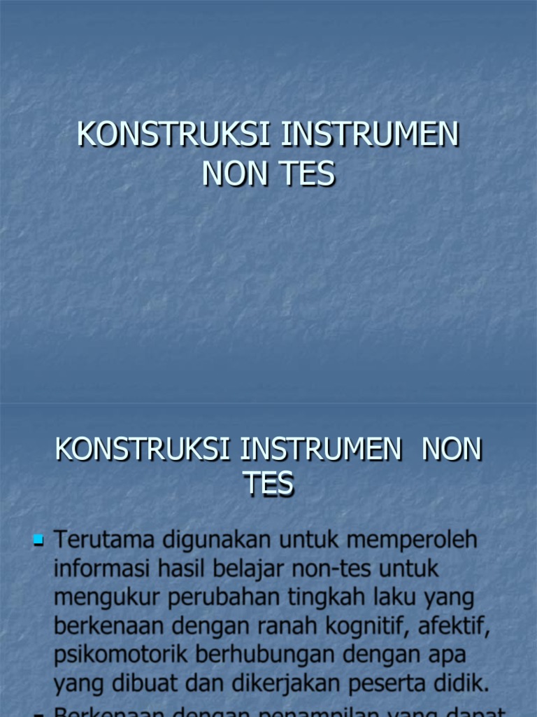 Konstruksi Instrumen Non Tes | PDF | Karier & Perkembangan ...