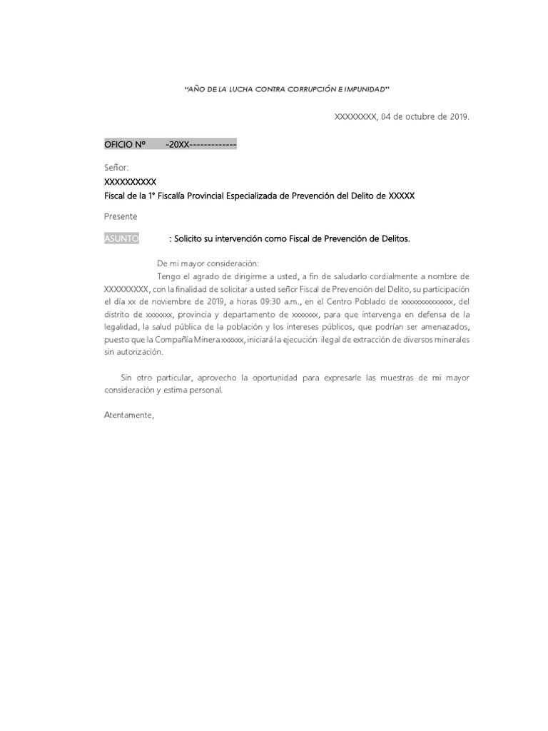 Oficio Simple A La Fiscalía de Prevención Del Delito. | PDF