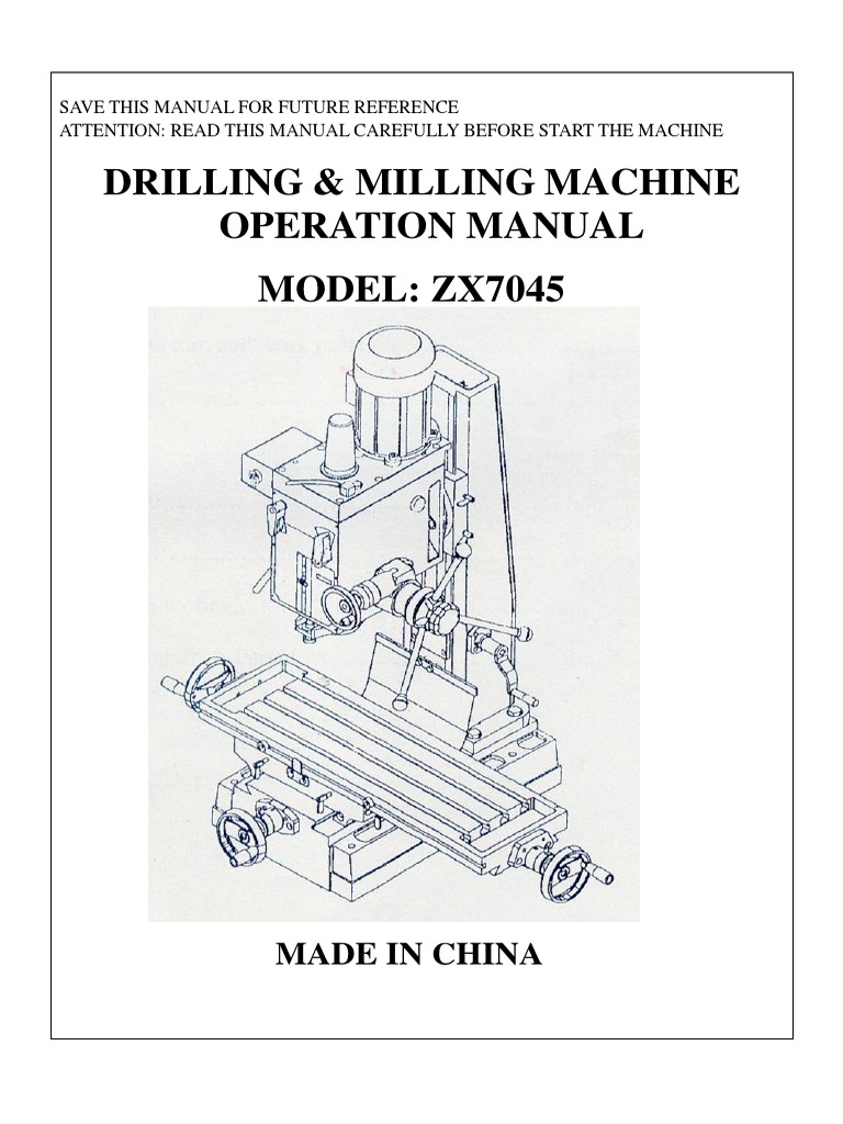 ZX7045 Milling Machine Operation Manual | PDF