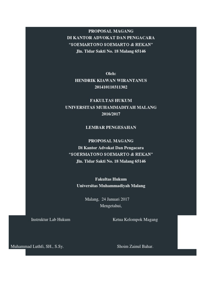Contoh Proposal Magang | PDF