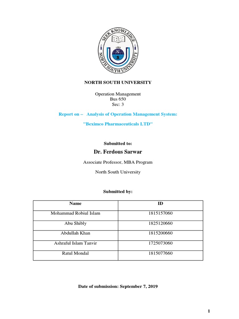 Bus 650 Beximco Final. With Cover Page PDF | PDF