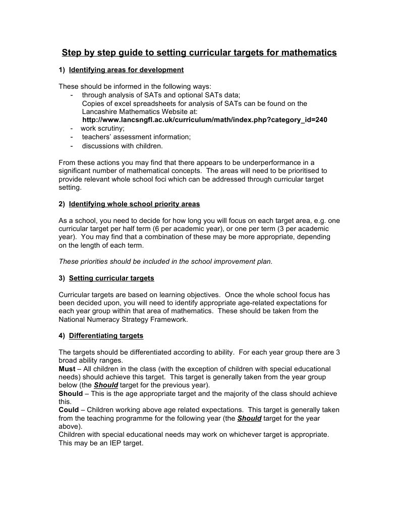 Guide to Setting Math Curricular Targets | PDF | Curriculum | Teaching