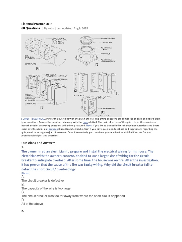 Electrical Quiz: 60 Practice Questions | PDF | Home & Garden ...