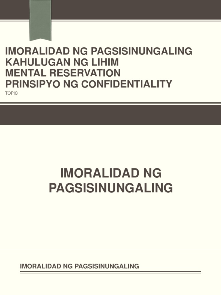 Imoralidad NG Pagsisinungaling | PDF