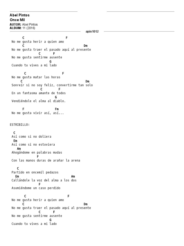 Abel Pintos, Once Mil - Letra y Acordes | PDF