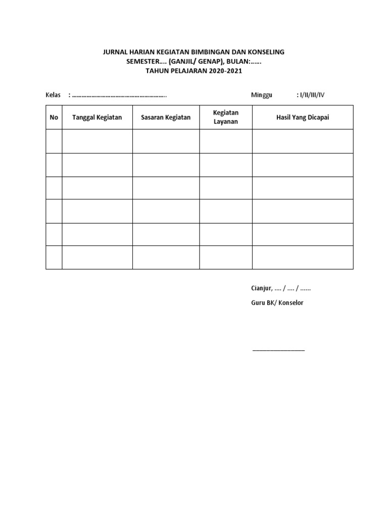 Jurnal Harian Guru BK (OK) | PDF | Seni