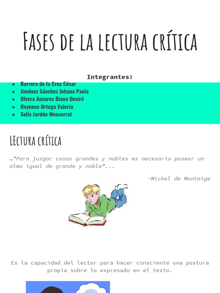 Fases de La Lectura Crítica | PDF | Conocimiento | Aprendizaje