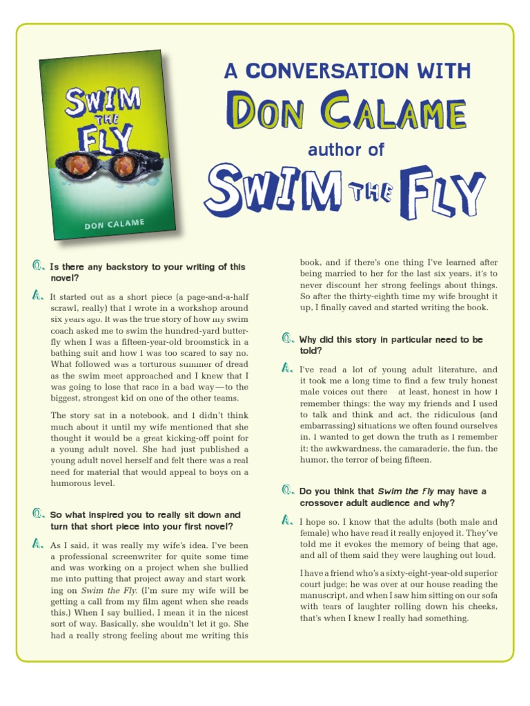 Swim The Fly by Don Calame - Q&A With Author | PDF | Leisure