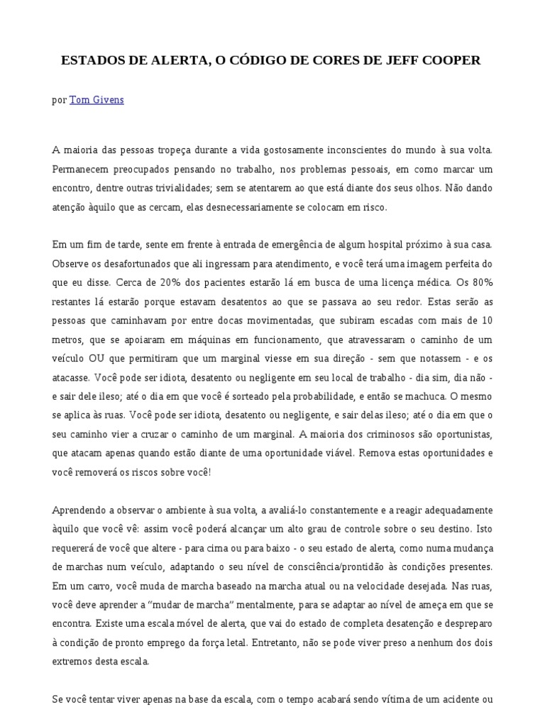 O Código de Cores de Jeff Cooper | PDF | Mente | Tempo