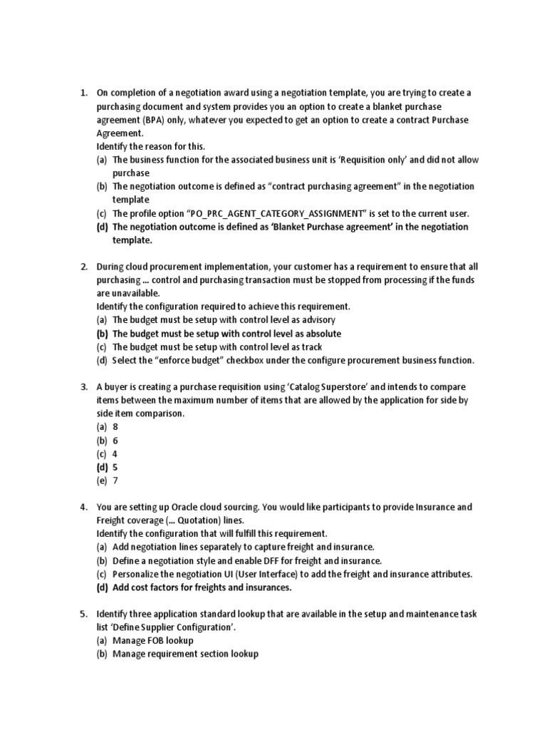 1Z1-327 Oracle Fusion Procurement Cloud Service 2016 Implementation Essentials | PDF | Accounts ...