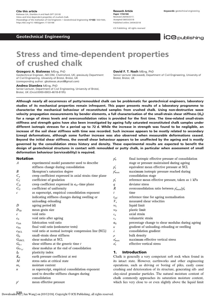 Stress and Time-Dependent Properties of Crushed Chalk - Bialowas Et Al ...