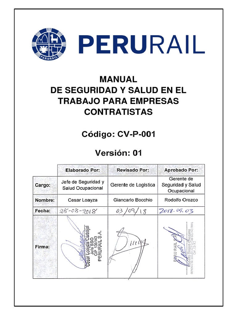 SO-M-001 Manual Del SST para Empresas Contratistas V01 | PDF | Seguridad y salud ocupacional ...