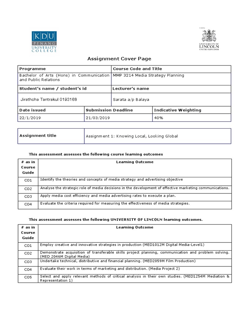 Assignment 1 MSP 40% PDF | PDF | Cosmetics | Brand