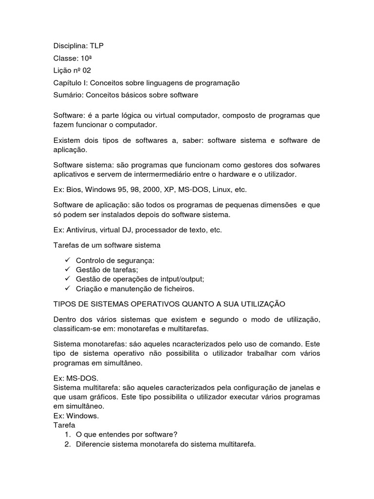 Fascículo de TLP 10 | PDF | Linguagem de programação | Compilador