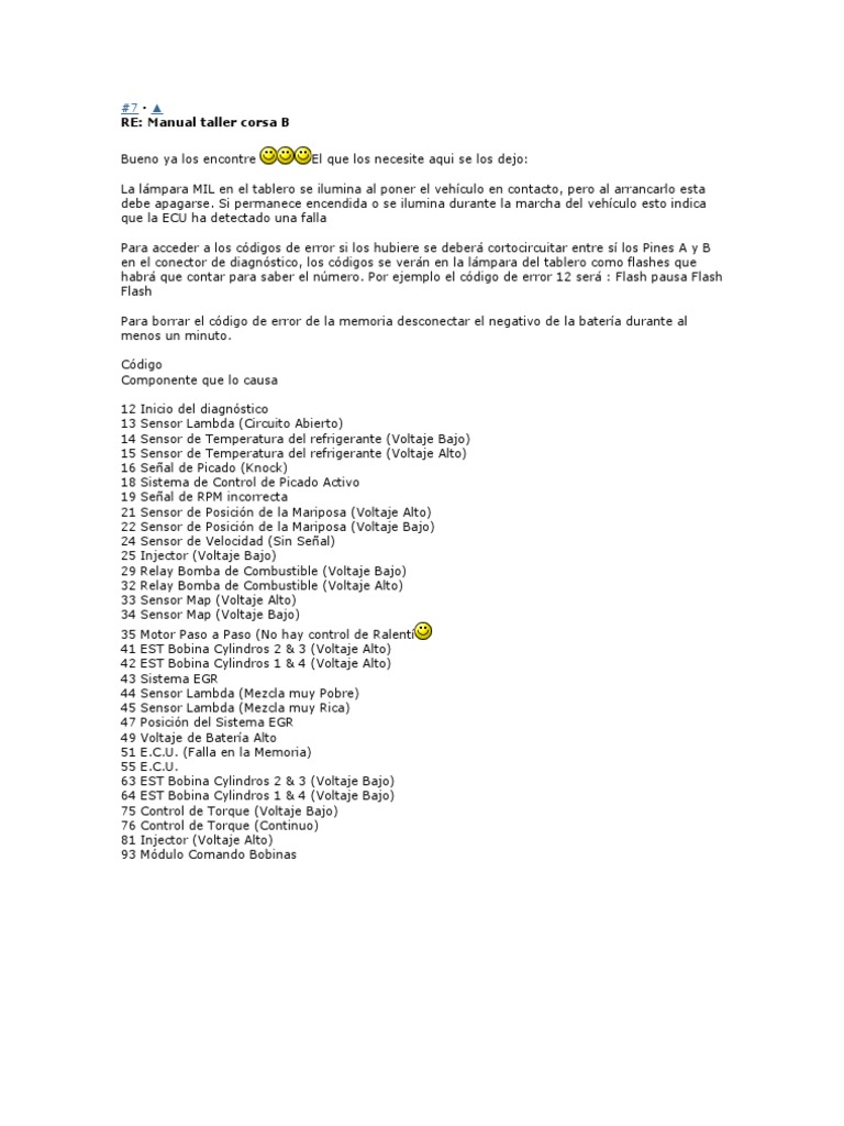 Codigos de Error de Corsa | PDF | Bienes manufacturados | Ingenieria ...