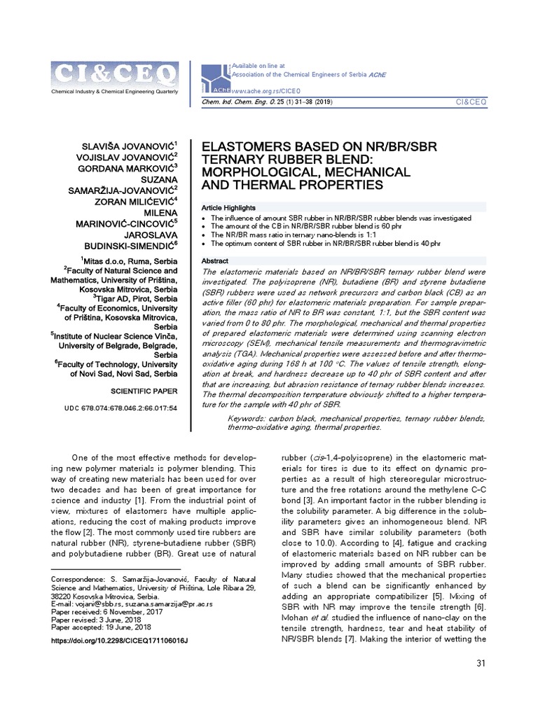 Elastomers Based On NR/BR/SBR Ternary Rubber Blend: Morphological ...