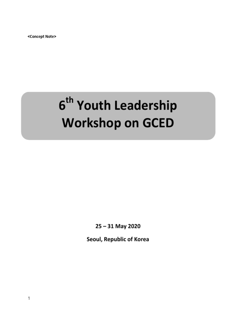 (APCEIU) +6th+Youth+Leadership+Workshop+on+GCED Concept+Note | PDF ...