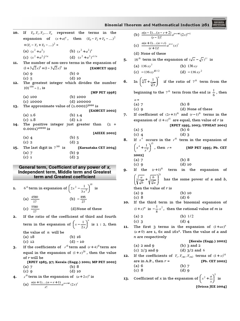 01-QUES. BINOMIAL - (Part-I) | PDF