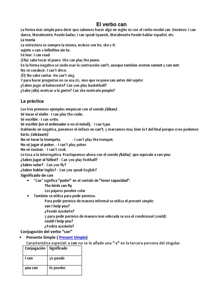 El Verbo Can | PDF