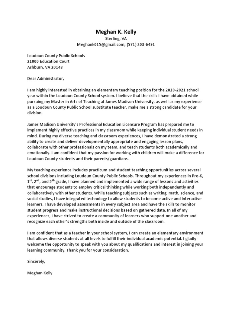 Lcps Cover Letter | PDF