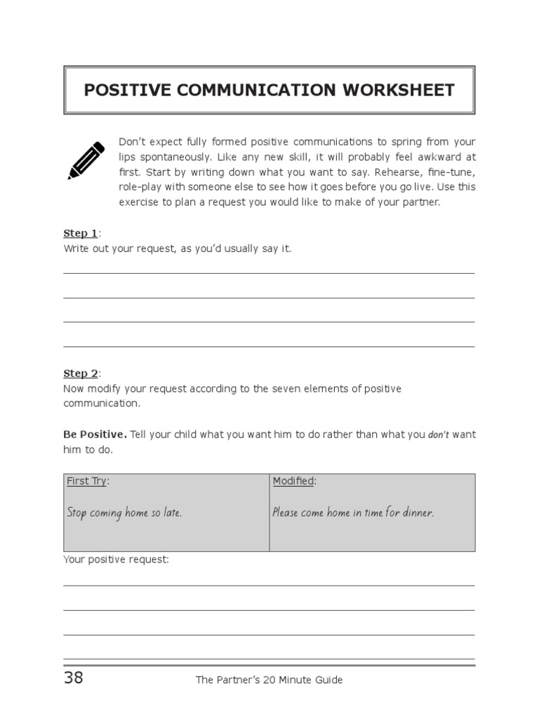 9 Positive Communication Worksheet PDF | PDF