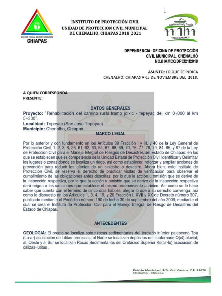 Dictamen Proteccion Civil | PDF | Chiapas | Naturaleza