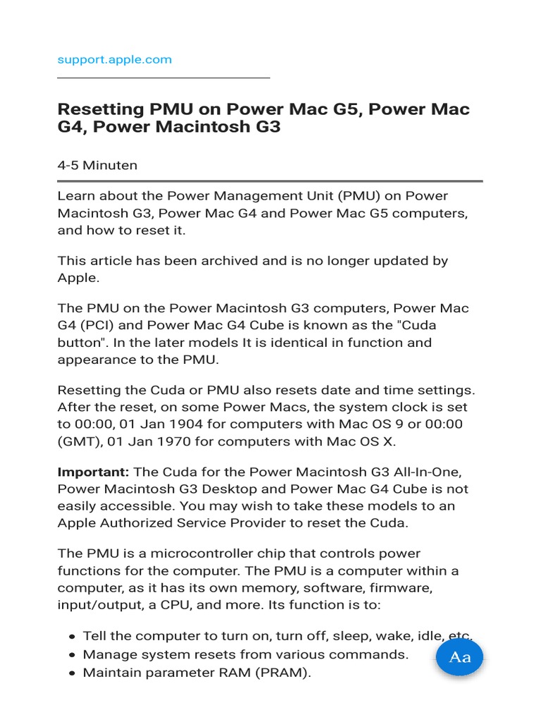 Resetting PMU On Power Mac G5 Power Mac G4 Power Macintosh G3 | PDF ...