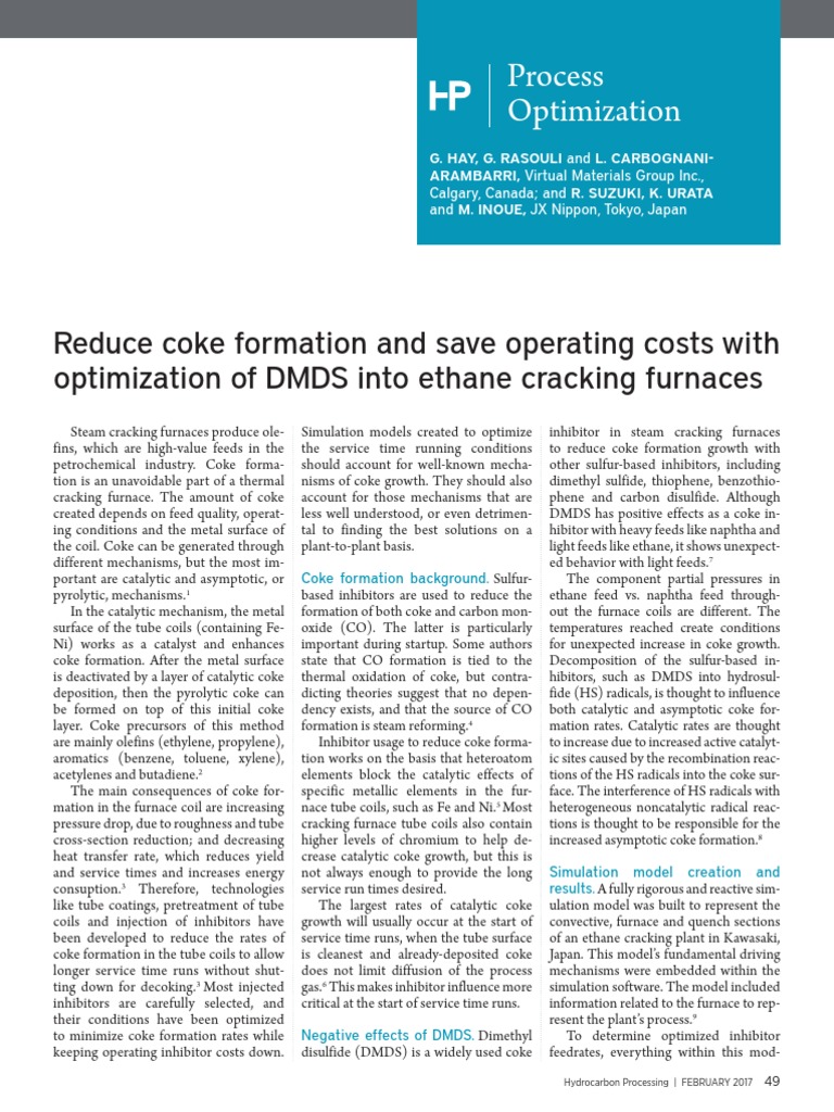 Reduce Coke Formation and Save Operating Costs With Optimization of ...