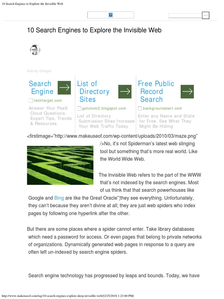10 Search Engines To Explore The Invisible Web | PDF | World Wide Web ...
