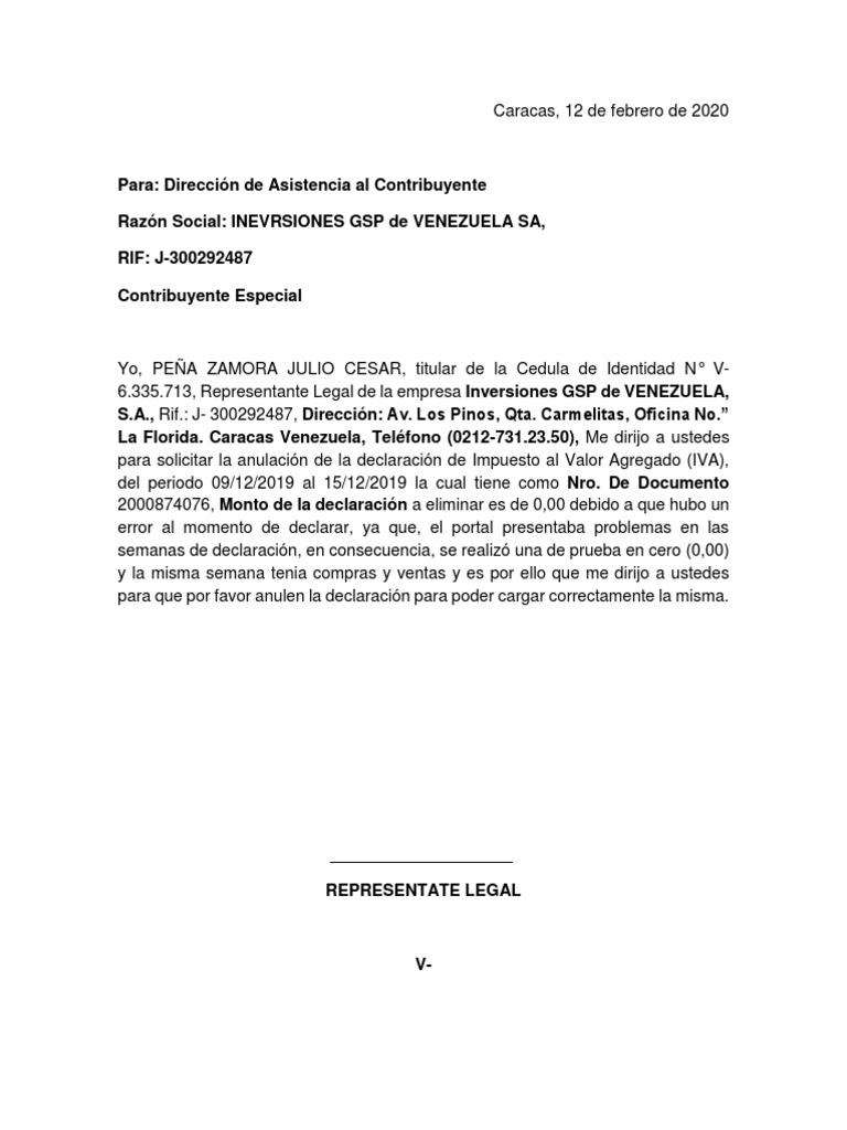 Carta de Anulacion | PDF