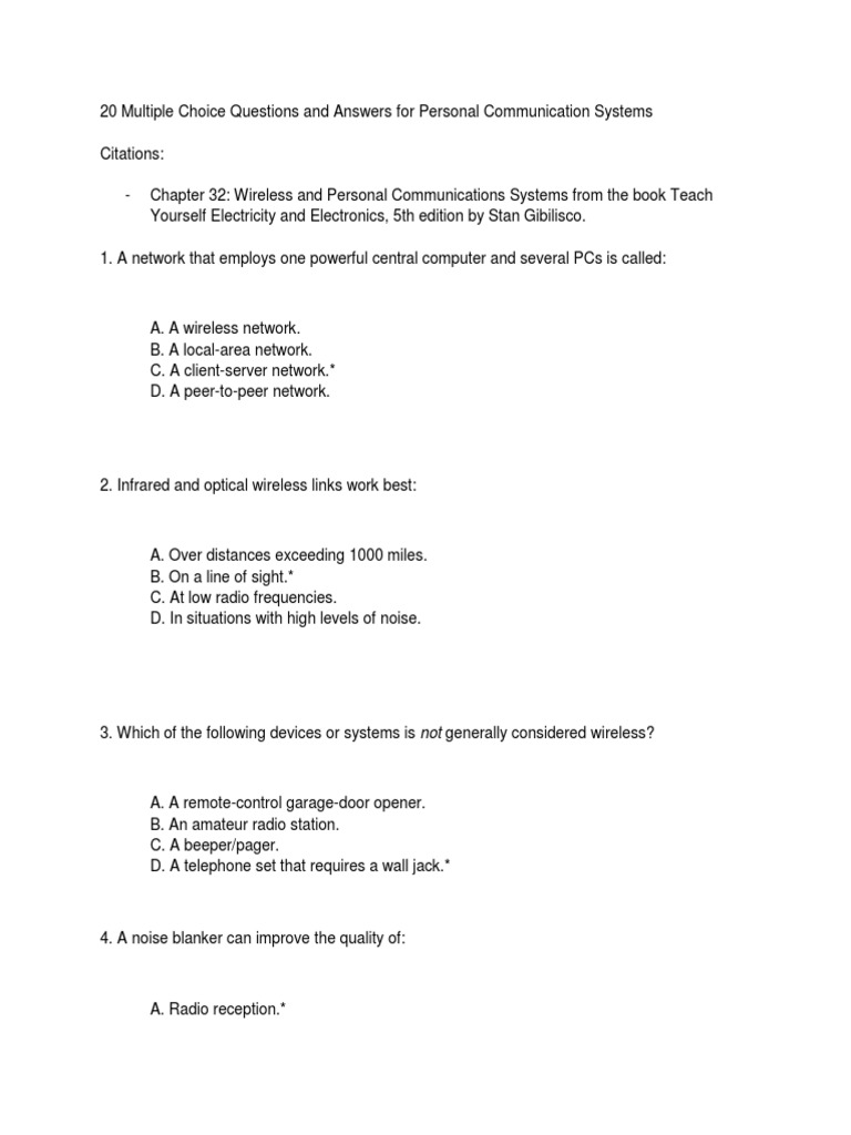 20 Multiple Choice Questions and Answers For Personal Communication ...
