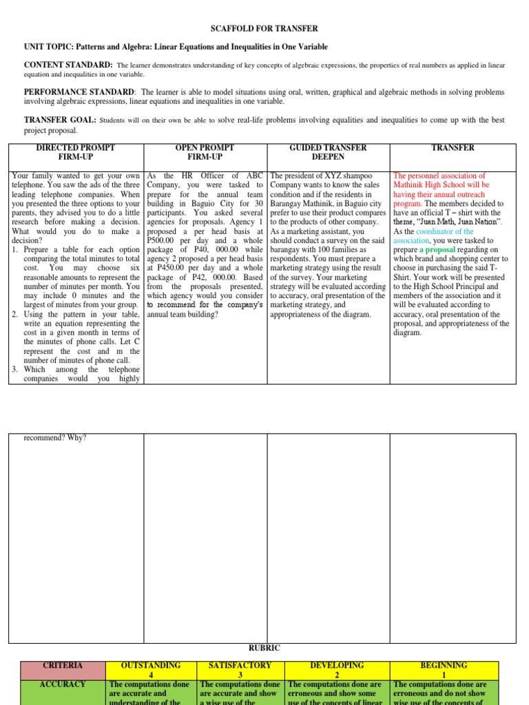 4 Scaffold For Transfer | PDF | Equations | Behavior Modification