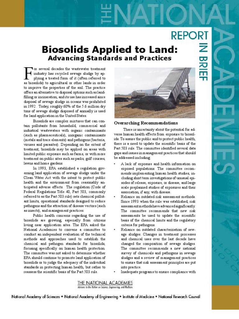 Biosolids Applied To Land, Report in Brief | PDF | Sewage ...
