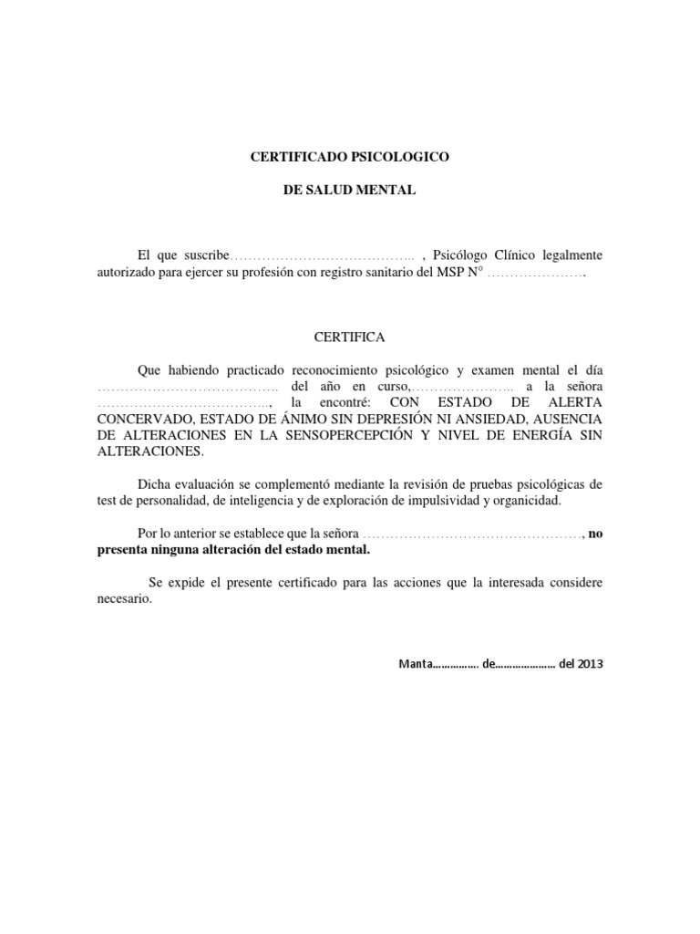 Certificado Psic | PDF