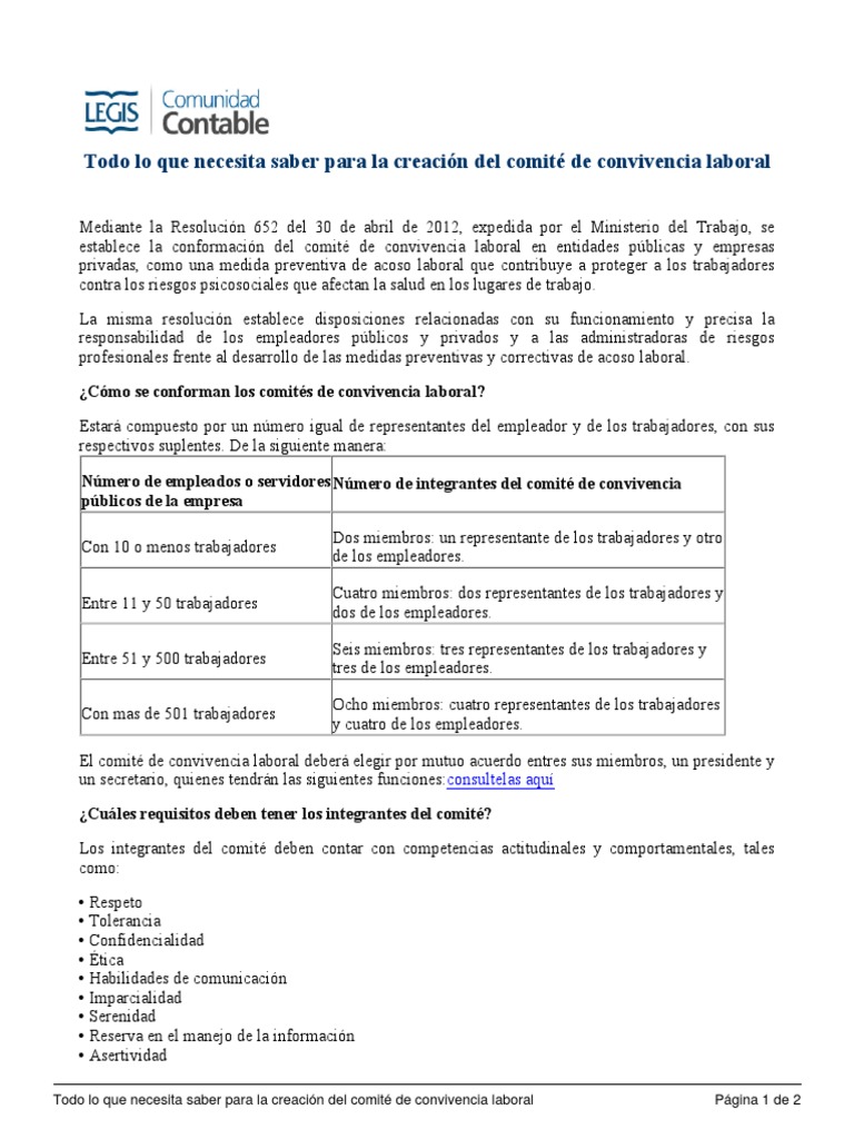 ComunidadContable-Todo Lo Que Necesita Saber para La Creaci N Del Comit de Convivencia Laboral ...