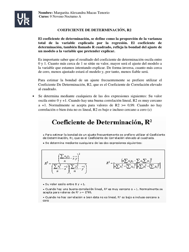 Coeficiente de Determinación | PDF | Coeficiente de determinación ...