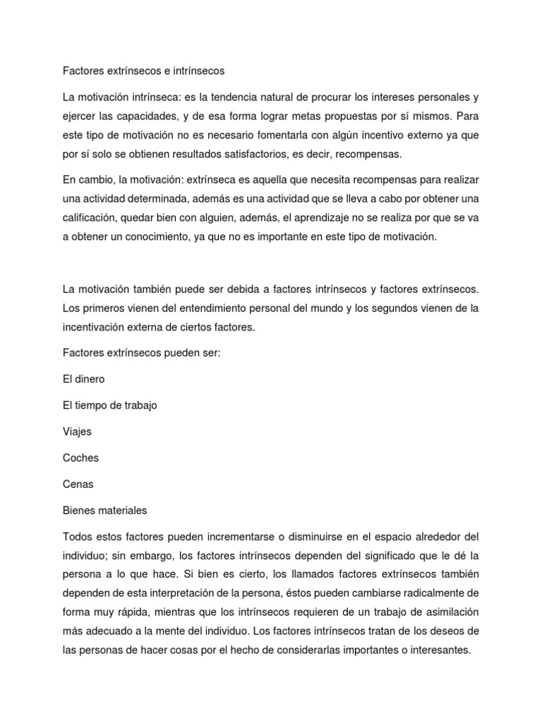 Factores Extrínsecos e Intrínsecos | PDF
