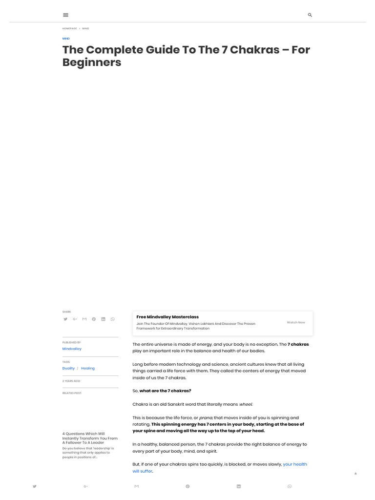 The Complete Guide To The 7 Chakras - For Beginners PDF | PDF | Chakra ...