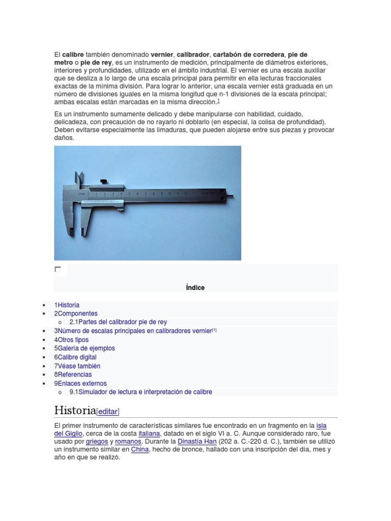Partes del calibrador vernier | PDF | Herramientas | Longitud