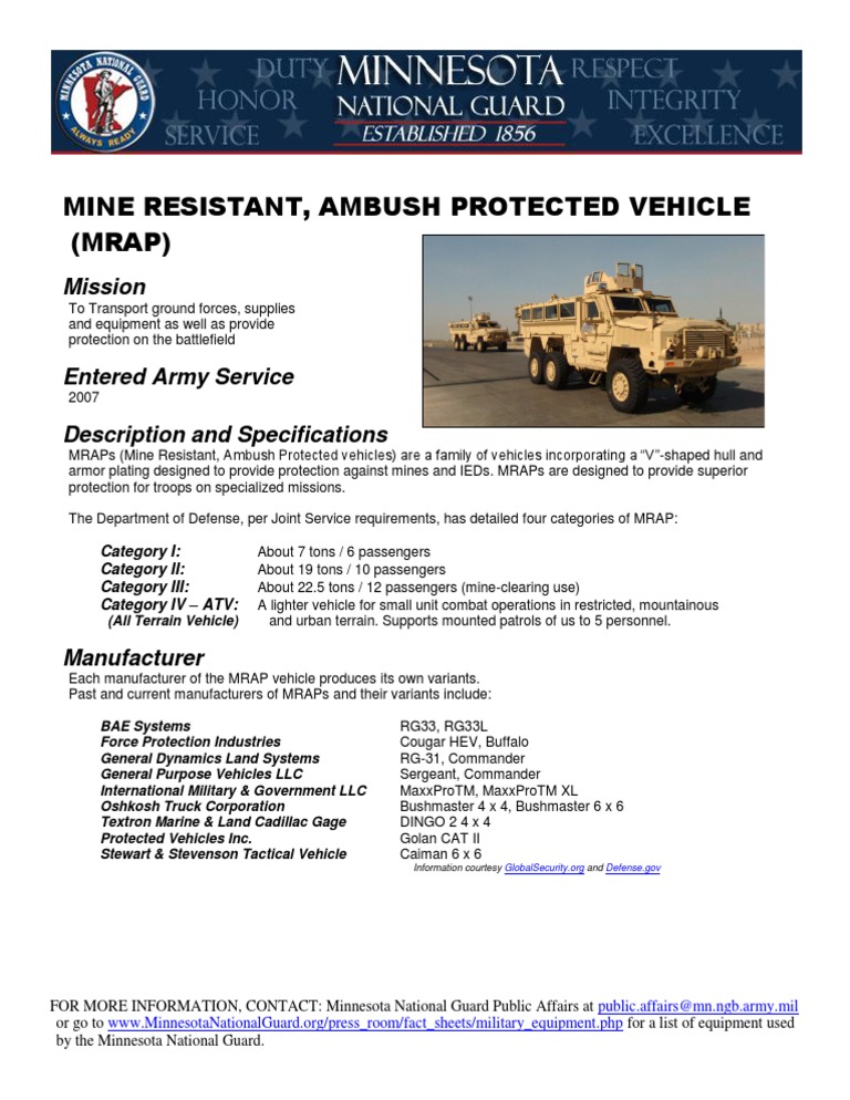 MRAP Vehicle Overview for Military | PDF | Business | Technology ...
