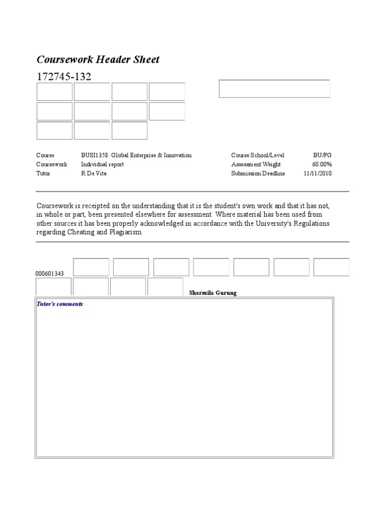 Coursework Header Sheet | PDF | Emissions Trading | Foreign Direct ...
