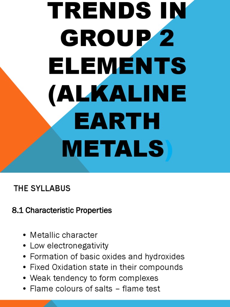 Trends in Group 2 Elements Properties | PDF | Hydroxide | Oxide