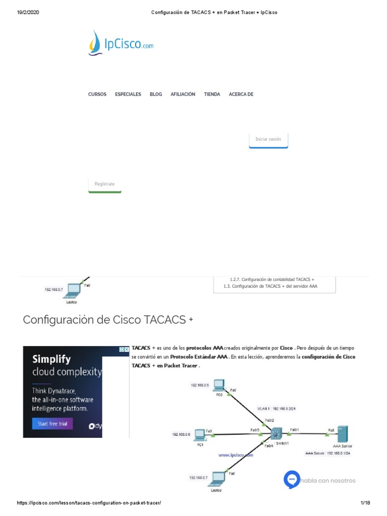 Configuración de TACACS + en Packet Tracer IpCisco PDF | PDF ...