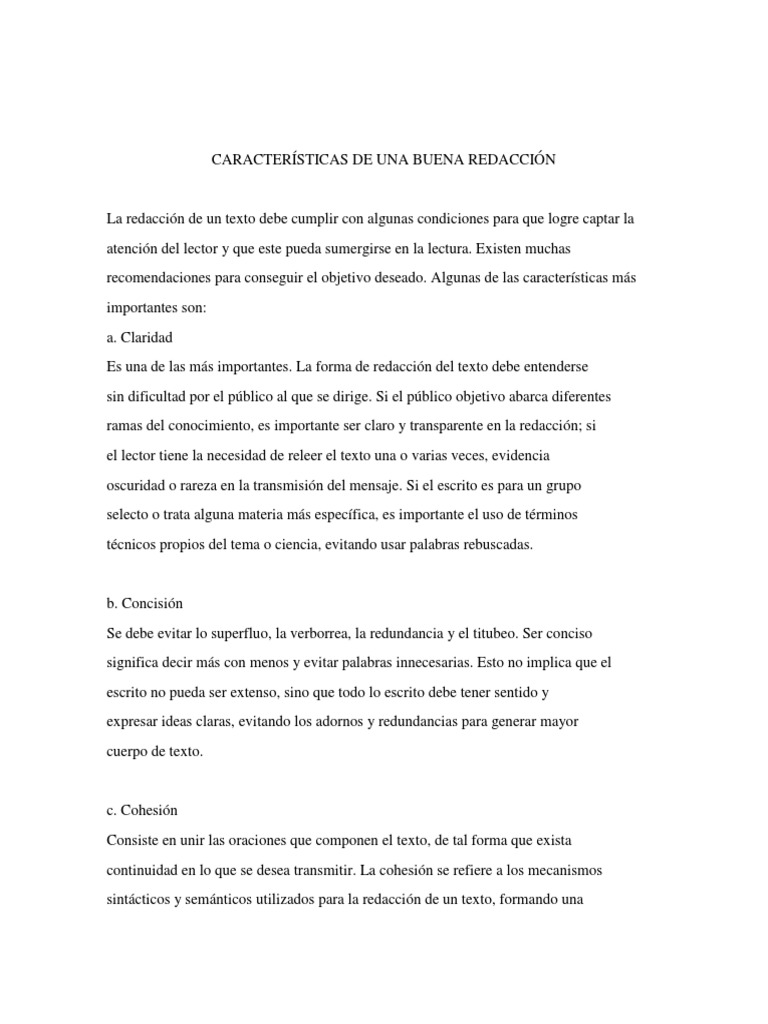 Características de una Buena Redacción | PDF | Semiótica | Lingüística
