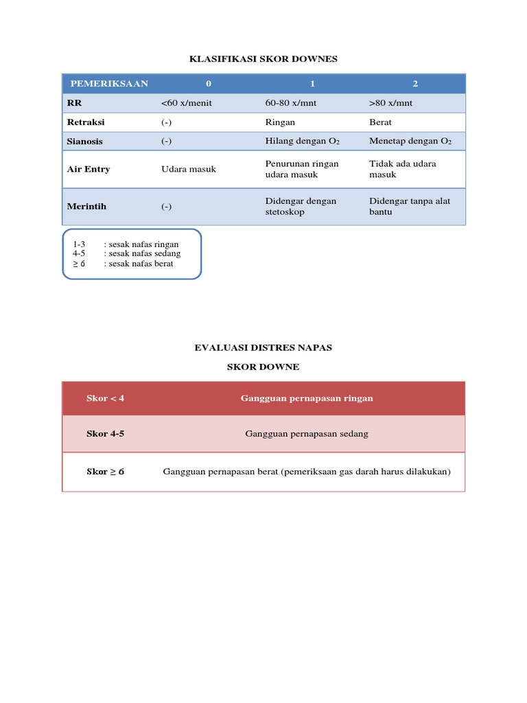 Klasifikasi Skor Downes | PDF