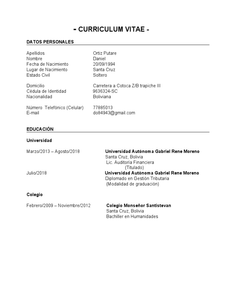 currículum Daniel | PDF | Contador | Impuestos
