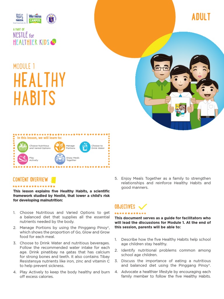 Adult Module 1 - Five Healthy Habits Facilitators Guide (English) | PDF ...