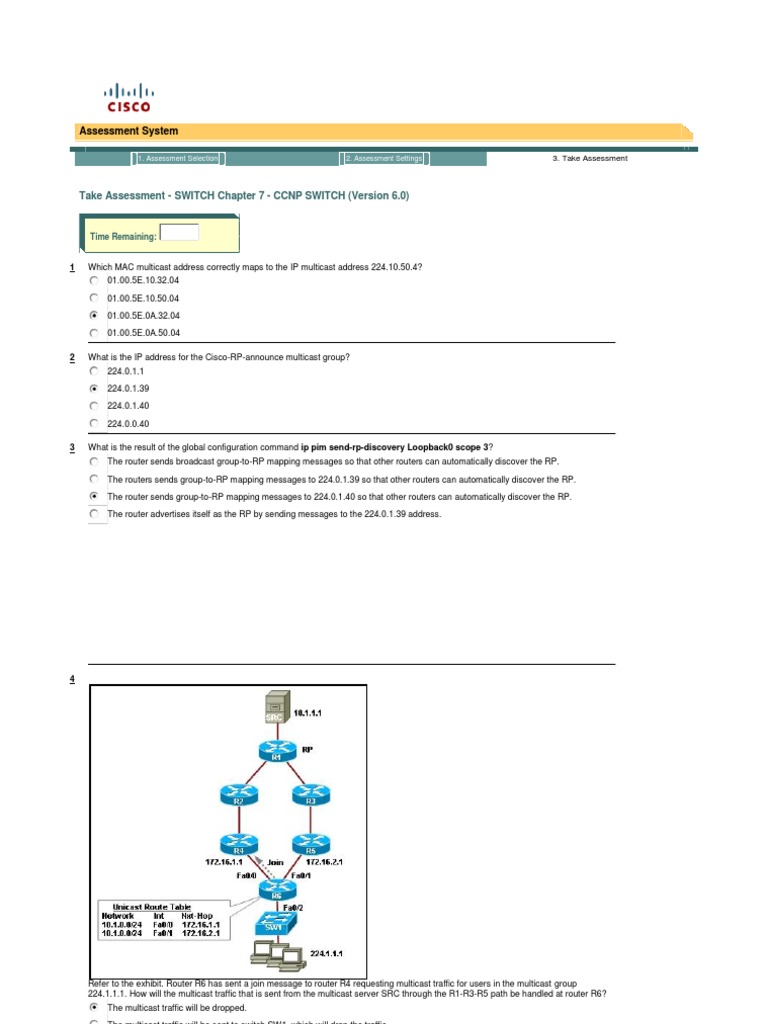 Assessment System: Take Assessment - SWITCH Chapter 7 - CCNP SWITCH ...