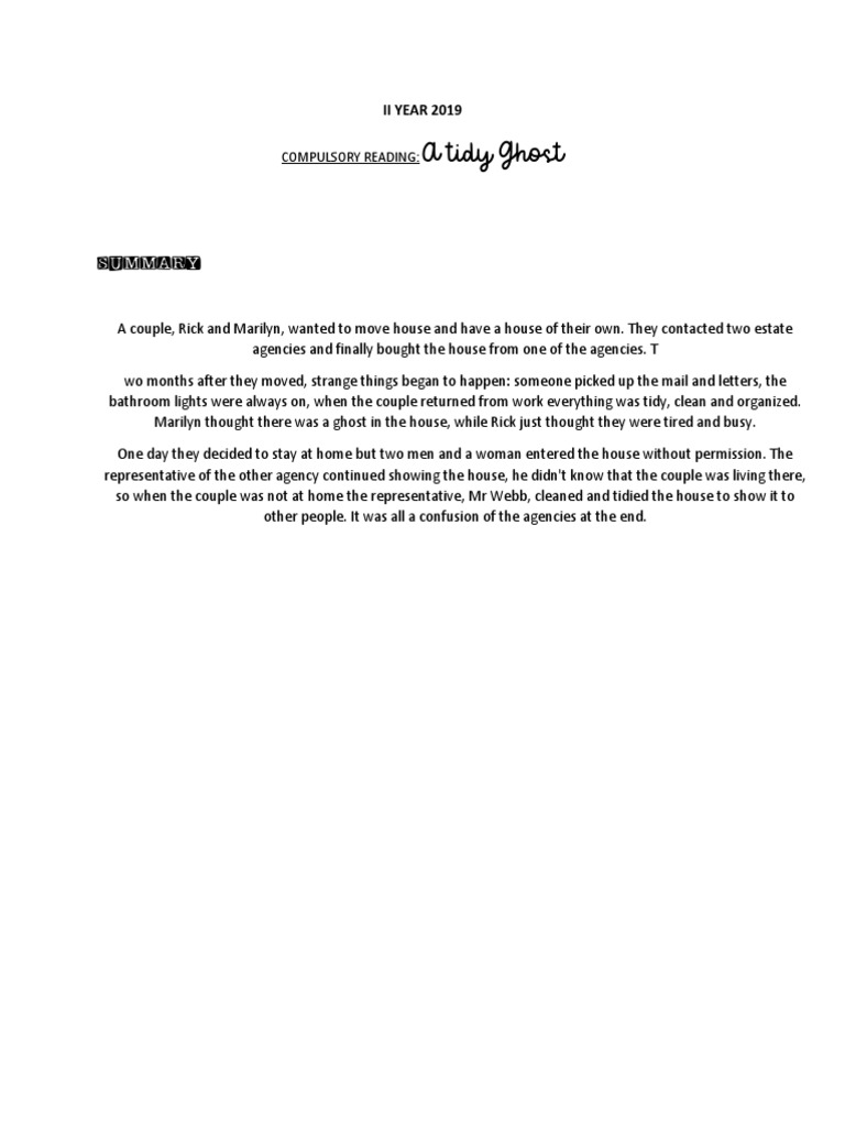 A Tidy Ghost - Summary | PDF